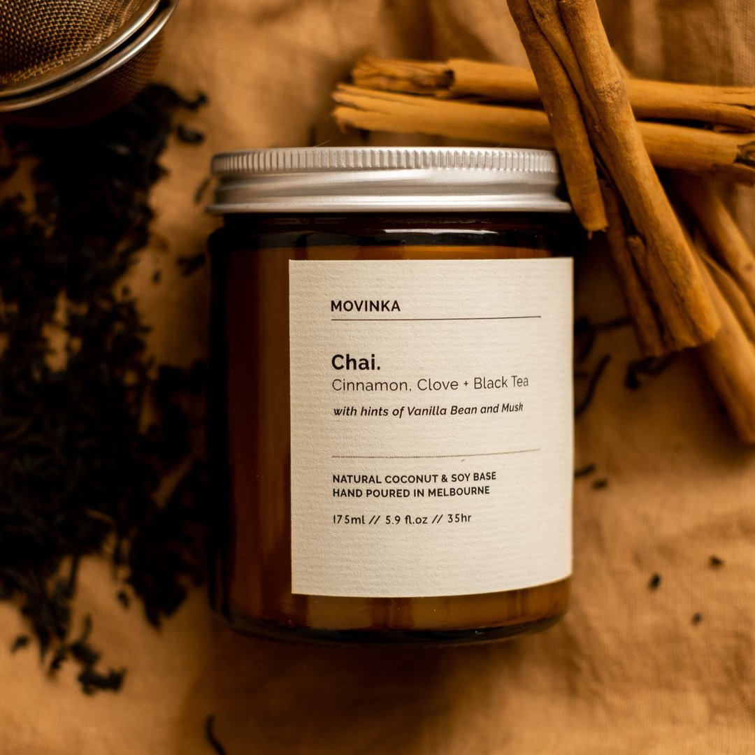 Vanilla Chai Candle | Eco Friendly Zero Waste Scented Candle | MOVINKA